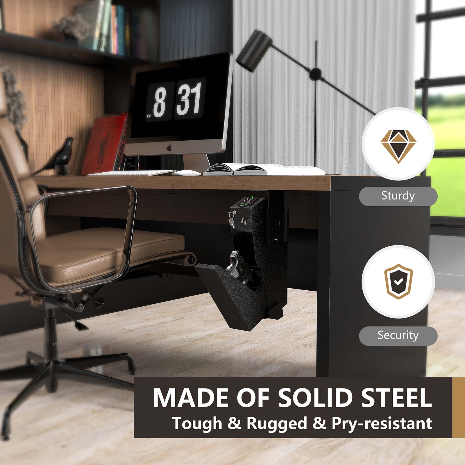 Biometric Drop-Down Gun Safe – Mounted Handgun Safe with Quick Access ...